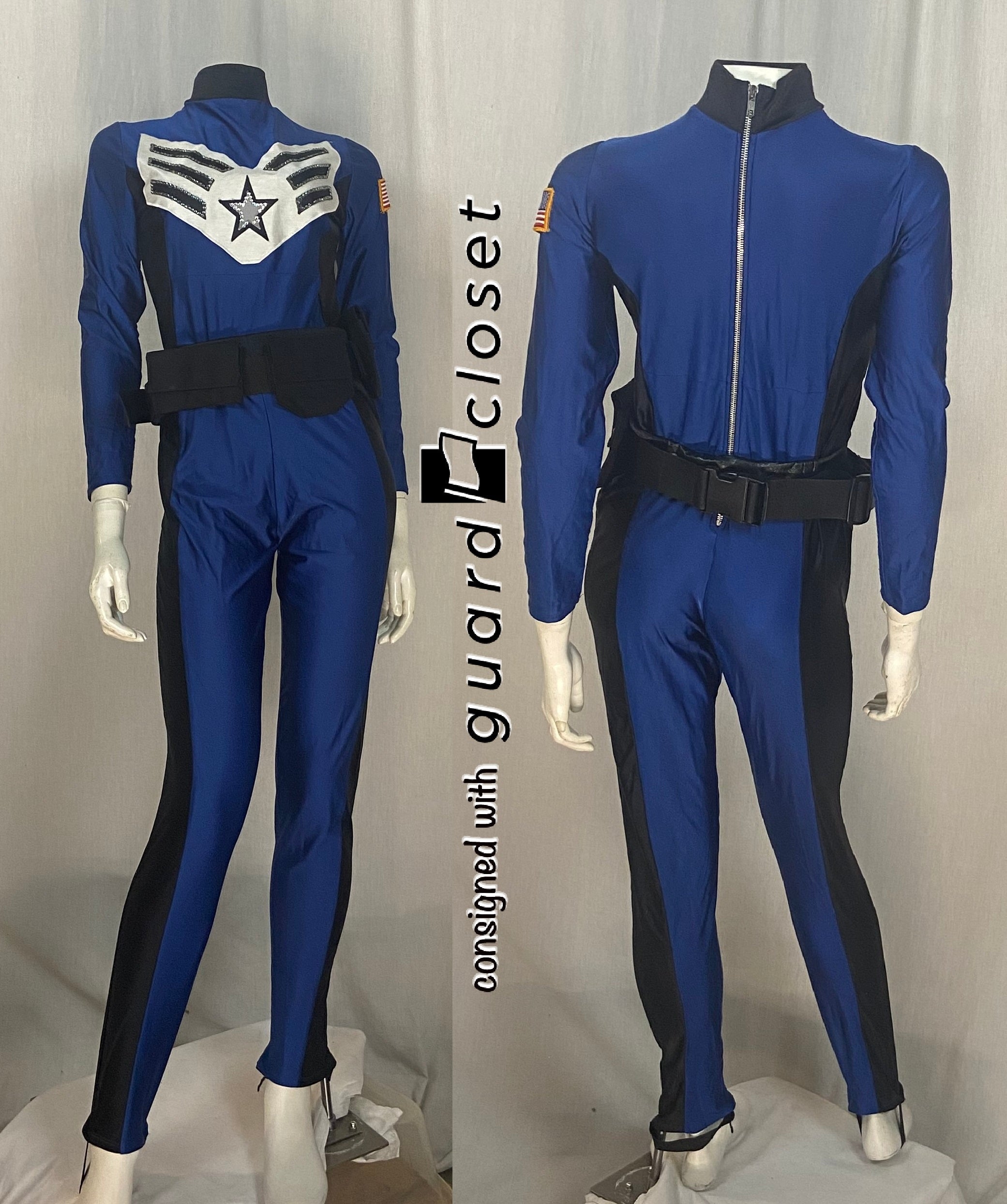12 blue Top Gun flight suits + 12 black utility belts – guardcloset