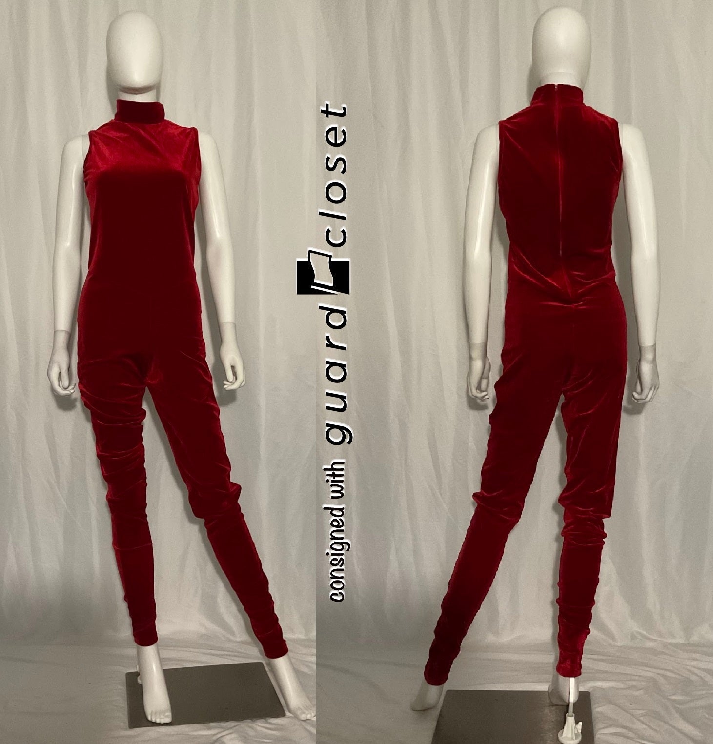 8 solid red sleeveless unitards - guardcloset
