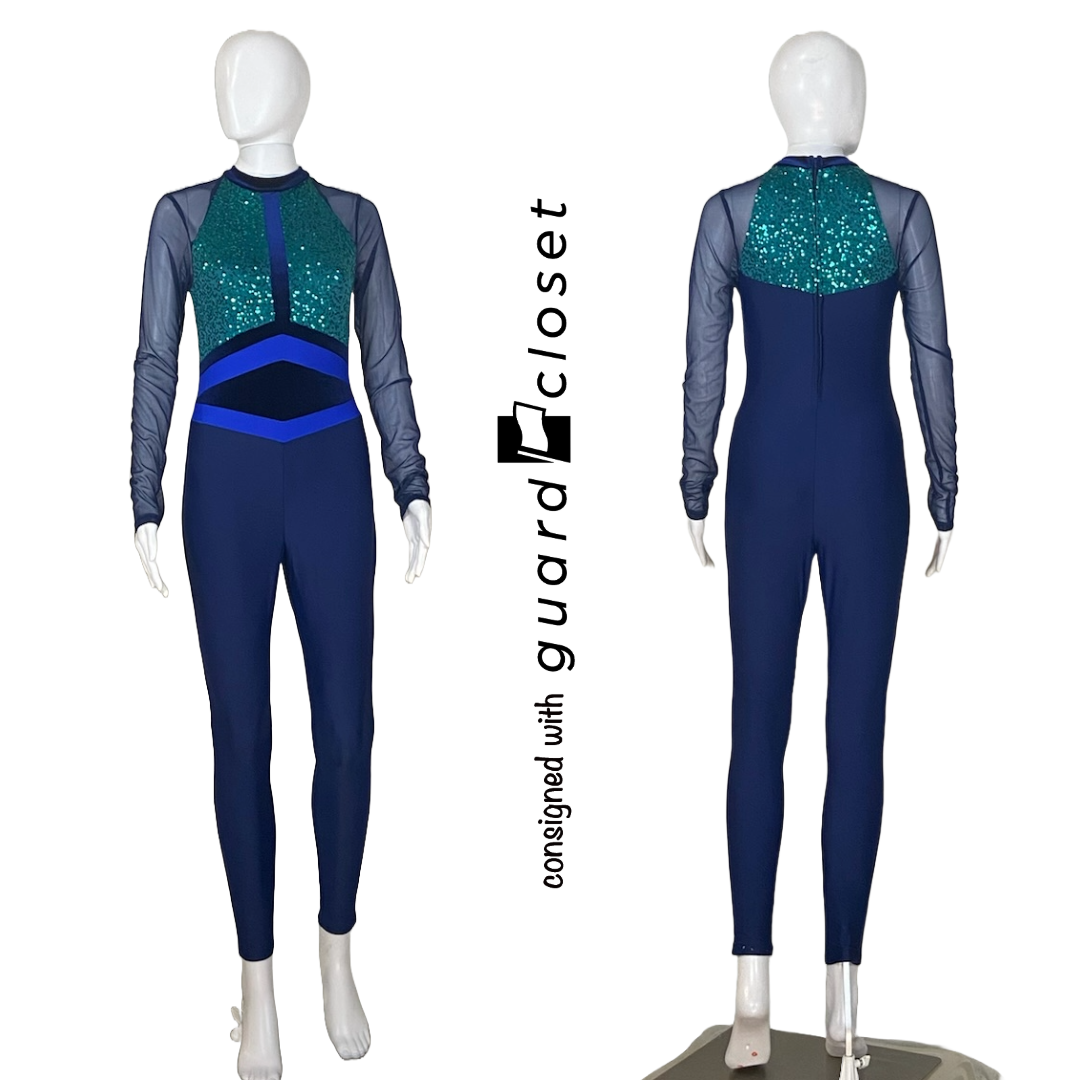 13 Navy Blue & Green Long Sleeve Unitards by Band Shoppe – guardcloset