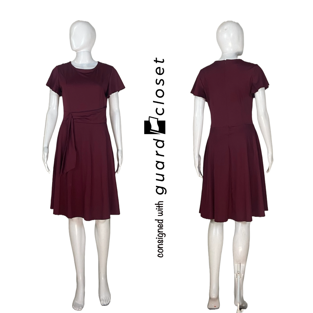 8 Short Sleeve Maroon Dresses w/ Sash by Fenjar – guardcloset