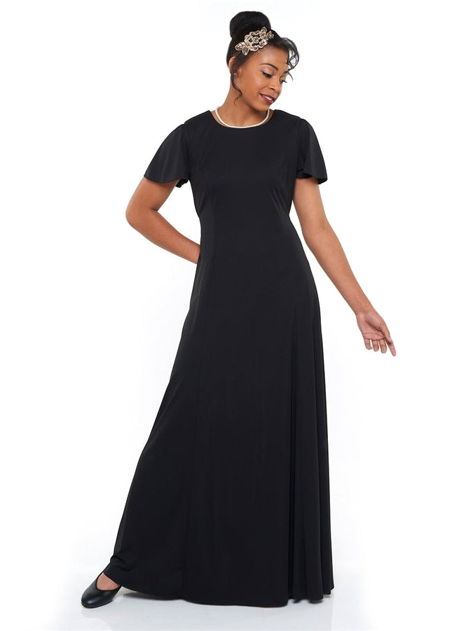 JENNA (Style #134) - High Scoop Neck, Flutter Sleeve Dress - guardcloset